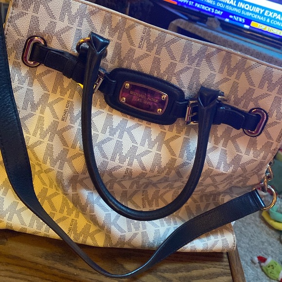 Michael Kors | Accessories | White And Blue Michael Kors Monogram Tote ...